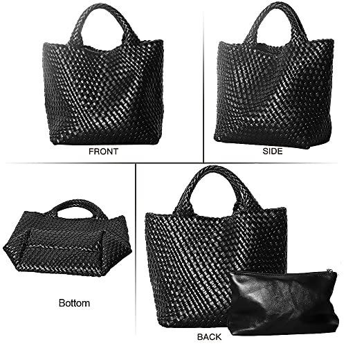 BZXHVSHA Women's Tote Bag Large Capacity Handbags And Purse For Ladies (Black)