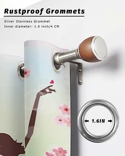 Outdoor Curtains for Patio 2 Panels Set Ballet Dadcing Girl Under Pink Flower Tree Waterproof Privacy Outside Curtain Sun Blocking Grommet Blackout Drapes for Porch Gazebo Pergolas Balcony 52x95 Inch