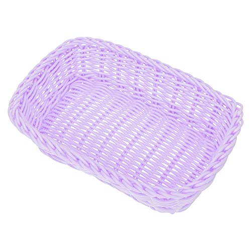 Cabilock Wicker Bin Countertop Storage Basket: Purple Storage Basket Organizer Makeup Sundries Display Bin Kids Toy Ornament Organizer Photography Prop
