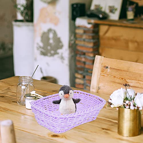 Cabilock Wicker Bin Countertop Storage Basket: Purple Storage Basket Organizer Makeup Sundries Display Bin Kids Toy Ornament Organizer Photography Prop