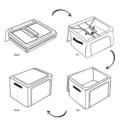 Furnhome Cute Storage Bins, Foldable Toy storage bins-Stackable Stuffed Animal Storage Bins,Lovely Clothes Storage Bins, Sturdy Storage Chest with Zippers & Clear Window & Steel Frame & Carry Handles(Walrus,Small×2).