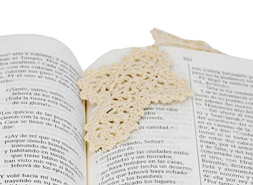Home-X Ivory Crocheted Cross Bookmarks with Tassel-Religious Church Gifts and Bible Study Supplies-Set of 10-4"H x 3"W