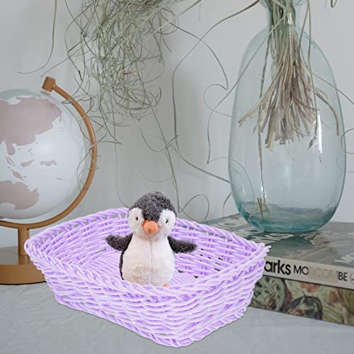 Cabilock Wicker Bin Countertop Storage Basket: Purple Storage Basket Organizer Makeup Sundries Display Bin Kids Toy Ornament Organizer Photography Prop