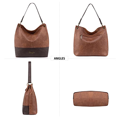 Wrangler Hobo Bags for Women Leather Tote Bag Shoulder Bag Top Handle Satchel Purses and Handbags B2B-WG20-918BR