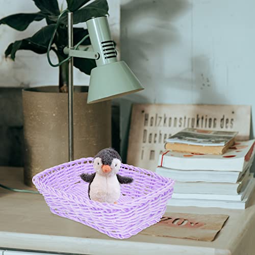 Cabilock Wicker Bin Countertop Storage Basket: Purple Storage Basket Organizer Makeup Sundries Display Bin Kids Toy Ornament Organizer Photography Prop