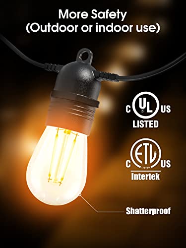 NIUAWASA Outdoor String Lights Patio Light 64FT LED Dimmable Lighting 23 Shatterproof S14 Plastic Bulbs 20 Hanging Sockets Waterproof for Outside Cafe Bistro Porch Gazebo Backyard Party Deck Garden