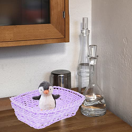 Cabilock Wicker Bin Countertop Storage Basket: Purple Storage Basket Organizer Makeup Sundries Display Bin Kids Toy Ornament Organizer Photography Prop