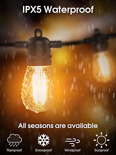 NIUAWASA Outdoor String Lights Patio Light 64FT LED Dimmable Lighting 23 Shatterproof S14 Plastic Bulbs 20 Hanging Sockets Waterproof for Outside Cafe Bistro Porch Gazebo Backyard Party Deck Garden