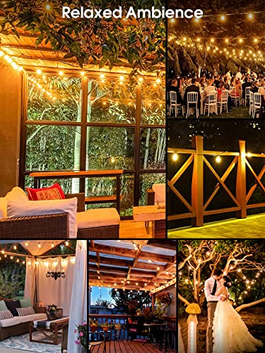 NIUAWASA Outdoor String Lights Patio Light 64FT LED Dimmable Lighting 23 Shatterproof S14 Plastic Bulbs 20 Hanging Sockets Waterproof for Outside Cafe Bistro Porch Gazebo Backyard Party Deck Garden