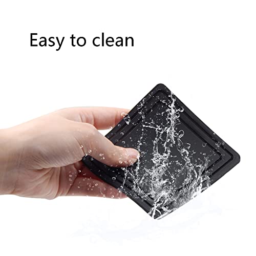 TOSSOW Square Drink Coaster with Holder( Set of 6pcs) Black Silicone Coasters, Non-Slip Heat Resistant Insulation Durable Coffee Drinks Wine Cup Mat