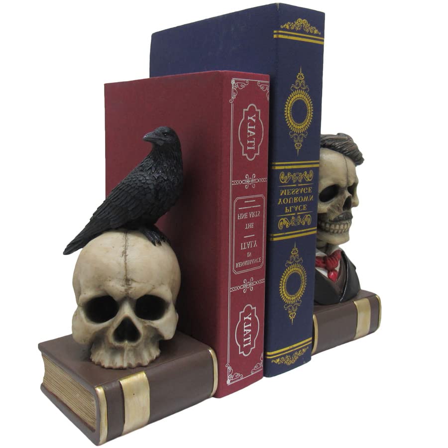 World of Wonders Forgotten Lore Poe 7.15" Bookend Gothic Themed Decor Figurine Bookend to Organize Books, Novels, and Magazines Inside Your Home and Office