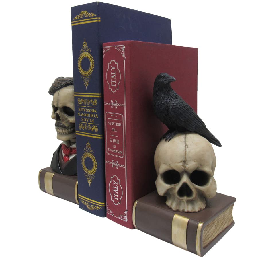 World of Wonders Forgotten Lore Poe 7.15" Bookend Gothic Themed Decor Figurine Bookend to Organize Books, Novels, and Magazines Inside Your Home and Office