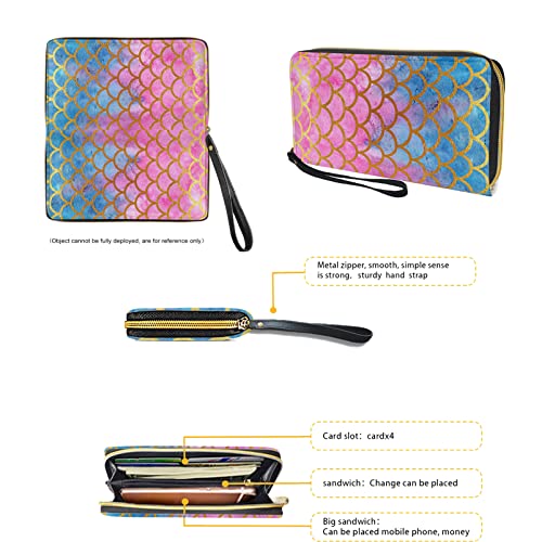 BYCHECAR Handbags Set for Women Tote Bag Colorful Fish Scales Pattern Top Handle Satchel Bags Shoulder Purse Wallets Wristlet Strap Wallet