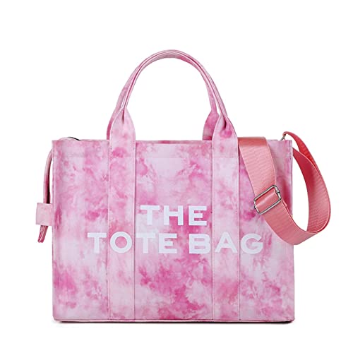 LMKIDS Tote Bag for Women, Canvas Tote Bag, Travel Tote Bag, Women Shoulder HandBag, Crossbody Bag, The Tote Bag with Zipper(Pink)