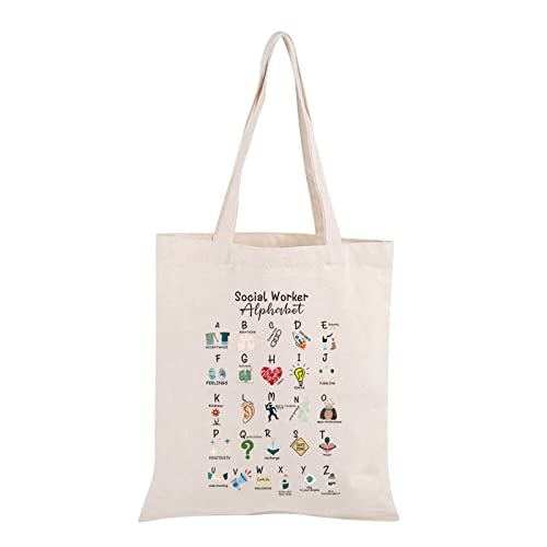 MBMSO Social Worker Canvas Tote Bag Social Worker Thank You Gift Social Work Shopping Bag Social Worker Grad Gift (Social Worker Tote)