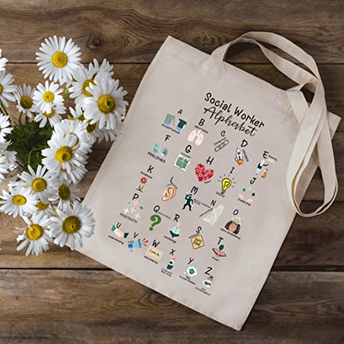 MBMSO Social Worker Canvas Tote Bag Social Worker Thank You Gift Social Work Shopping Bag Social Worker Grad Gift (Social Worker Tote)
