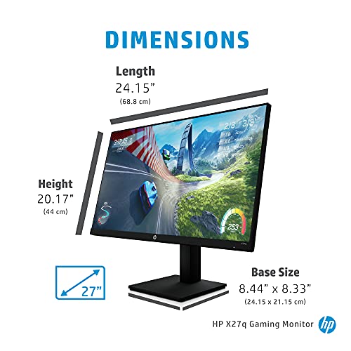 HP 27-inch QHD Gaming with Tilt/Height Adjustment with AMD FreeSync Premium Technology (X27q, 2021 model)