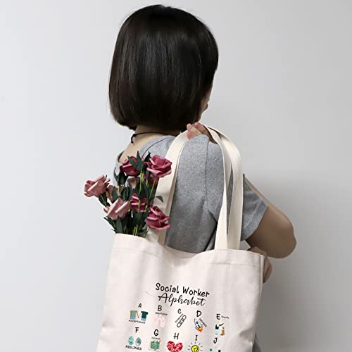 MBMSO Social Worker Canvas Tote Bag Social Worker Thank You Gift Social Work Shopping Bag Social Worker Grad Gift (Social Worker Tote)