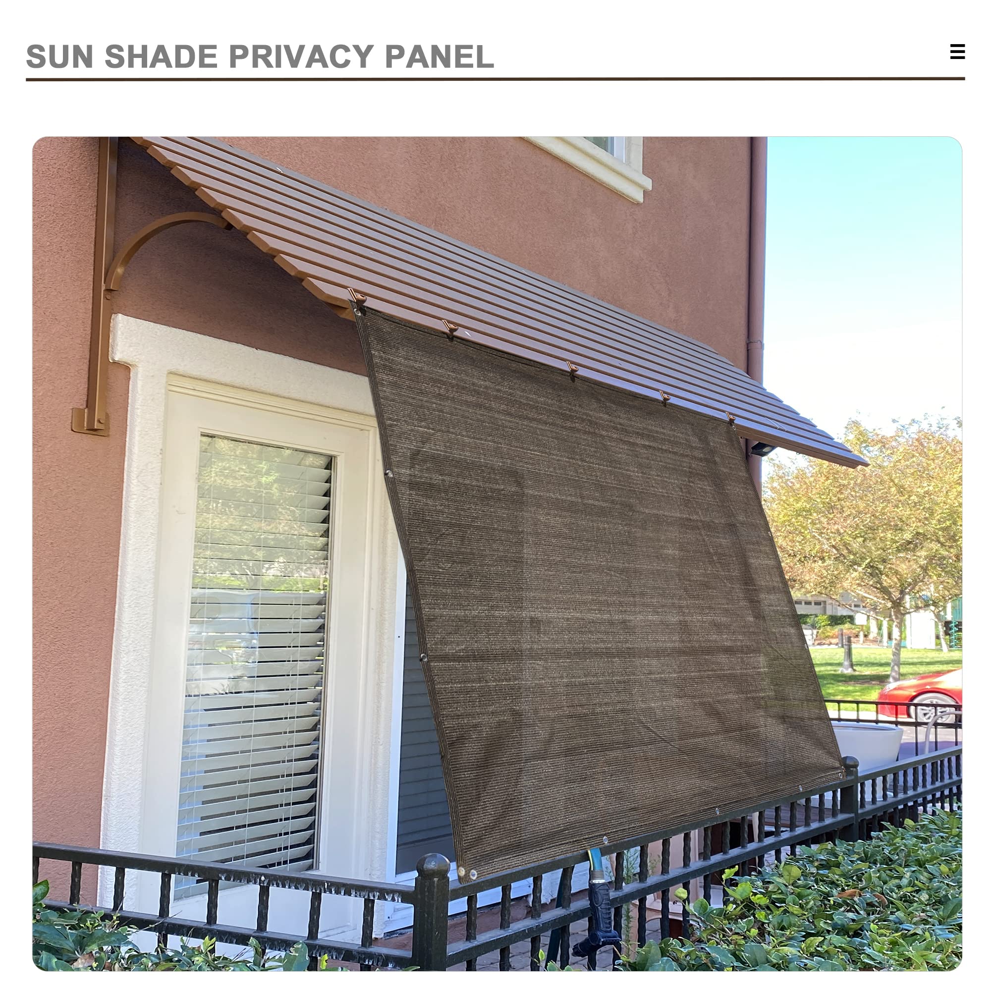 Alion Home Sun Shade Panel Privacy Screen with Grommets on 4 Sides for Outdoor, Patio, Awning, Window Cover, Pergola or Gazebo (6' x 8', Mocha Brown)