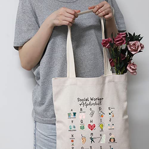 MBMSO Social Worker Canvas Tote Bag Social Worker Thank You Gift Social Work Shopping Bag Social Worker Grad Gift (Social Worker Tote)