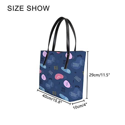 Fashionable women's handbag tote bag, Spotted and Textured Figuresprinted shoulder bag is light and durable