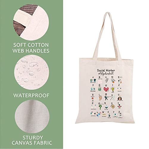 MBMSO Social Worker Canvas Tote Bag Social Worker Thank You Gift Social Work Shopping Bag Social Worker Grad Gift (Social Worker Tote)