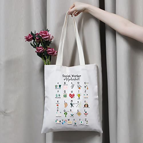 MBMSO Social Worker Canvas Tote Bag Social Worker Thank You Gift Social Work Shopping Bag Social Worker Grad Gift (Social Worker Tote)