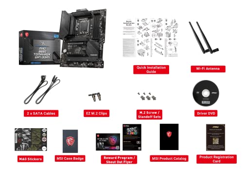 MSI MAG B660 Tomahawk WiFi DDR4 Gaming Motherboard (ATX, 12th Gen Intel Core, LGA 1700 Socket, DDR4, PCIe 4, 2.5G LAN, M.2 Slots, Wi-Fi 6)