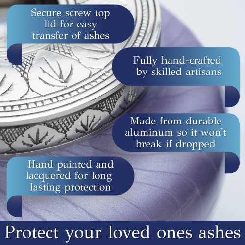 FOVERE β Small Urns for Human Ashes β Purple Ashes Keepsake Urn β 100% Handmade Decorative Urns for Males and Females. Pet Urn for Dogs Ashes and Cats.