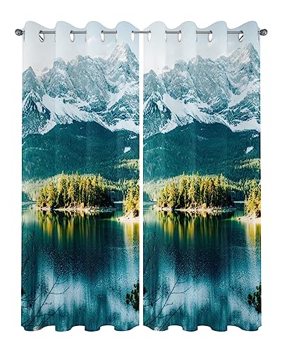 Outdoor Curtains for Patio 2 Panels Set Park Lake Forest Natural Scenery under the Sun Waterproof Privacy Outside Curtain Sun Blocking Grommet Drapes for Porch Gazebo Pergolas Balcony 52x108 Inch
