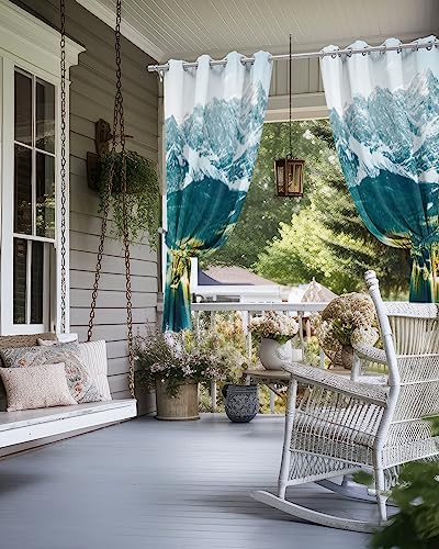 Outdoor Curtains for Patio 2 Panels Set Park Lake Forest Natural Scenery under the Sun Waterproof Privacy Outside Curtain Sun Blocking Grommet Drapes for Porch Gazebo Pergolas Balcony 52x108 Inch