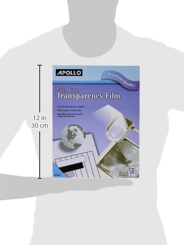 APOLLO Transparency Film for Laser Printers, Black on Clear, 50 Sheets/Pack (CG7060) (VCG7060E)