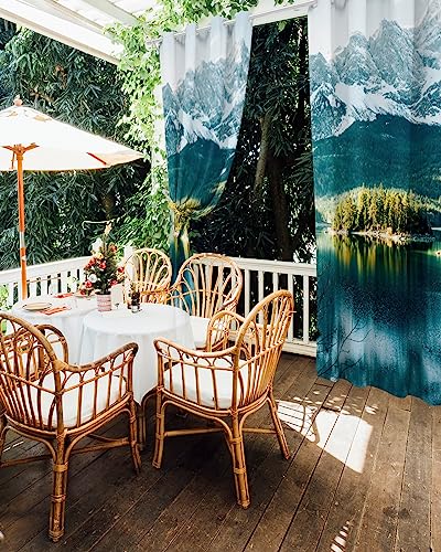Outdoor Curtains for Patio 2 Panels Set Park Lake Forest Natural Scenery under the Sun Waterproof Privacy Outside Curtain Sun Blocking Grommet Drapes for Porch Gazebo Pergolas Balcony 52x108 Inch