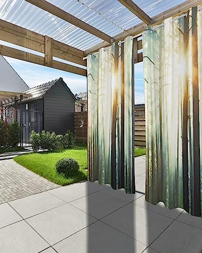 HERBED Outdoor Curtains for Patio 1 Panel Mysterious Forest Under The Sun Waterproof Privacy Outside Curtain Sun Blocking Grommet Blackout Drapes for Porch Gazebo Pergolas Balcony 52x84 Inch