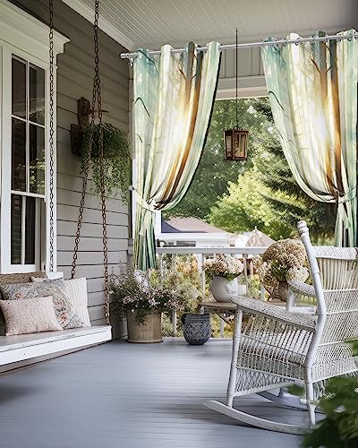 HERBED Outdoor Curtains for Patio 1 Panel Mysterious Forest Under The Sun Waterproof Privacy Outside Curtain Sun Blocking Grommet Blackout Drapes for Porch Gazebo Pergolas Balcony 52x84 Inch