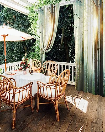 HERBED Outdoor Curtains for Patio 1 Panel Mysterious Forest Under The Sun Waterproof Privacy Outside Curtain Sun Blocking Grommet Blackout Drapes for Porch Gazebo Pergolas Balcony 52x84 Inch