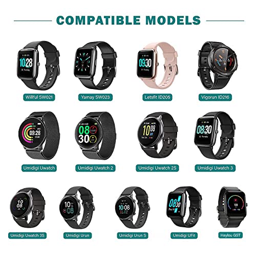 Smart Watch Charger Magnetic Compatible with YAMAY Willful Letsfit Letscom, Magnetic USB Charging Cable for Umidigi Uwatch 3S 3 2 2S Urun smartwatch (Black)