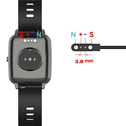 Smart Watch Charger Magnetic Compatible with YAMAY Willful Letsfit Letscom, Magnetic USB Charging Cable for Umidigi Uwatch 3S 3 2 2S Urun smartwatch (Black)