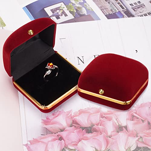 Bi Fang Velvet ring box Jewelry Gift Boxes for Thanksgiving,Birthday, Wedding Christmas Jewelry Showcase Displays, (Wine Red)