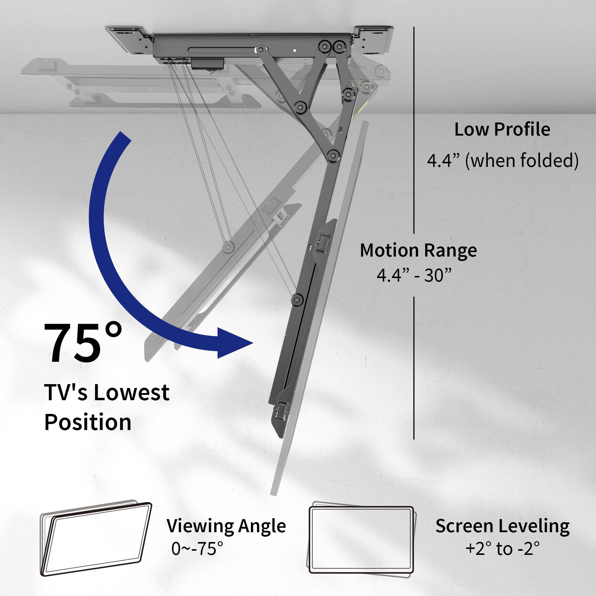 VIVO Electric TV Ceiling Mount for 40 to 85 inch Screens, Large Flip-Down Motorized Pitched Roof VESA Mount, Master Pack, Black, MOUNT-E-FD85