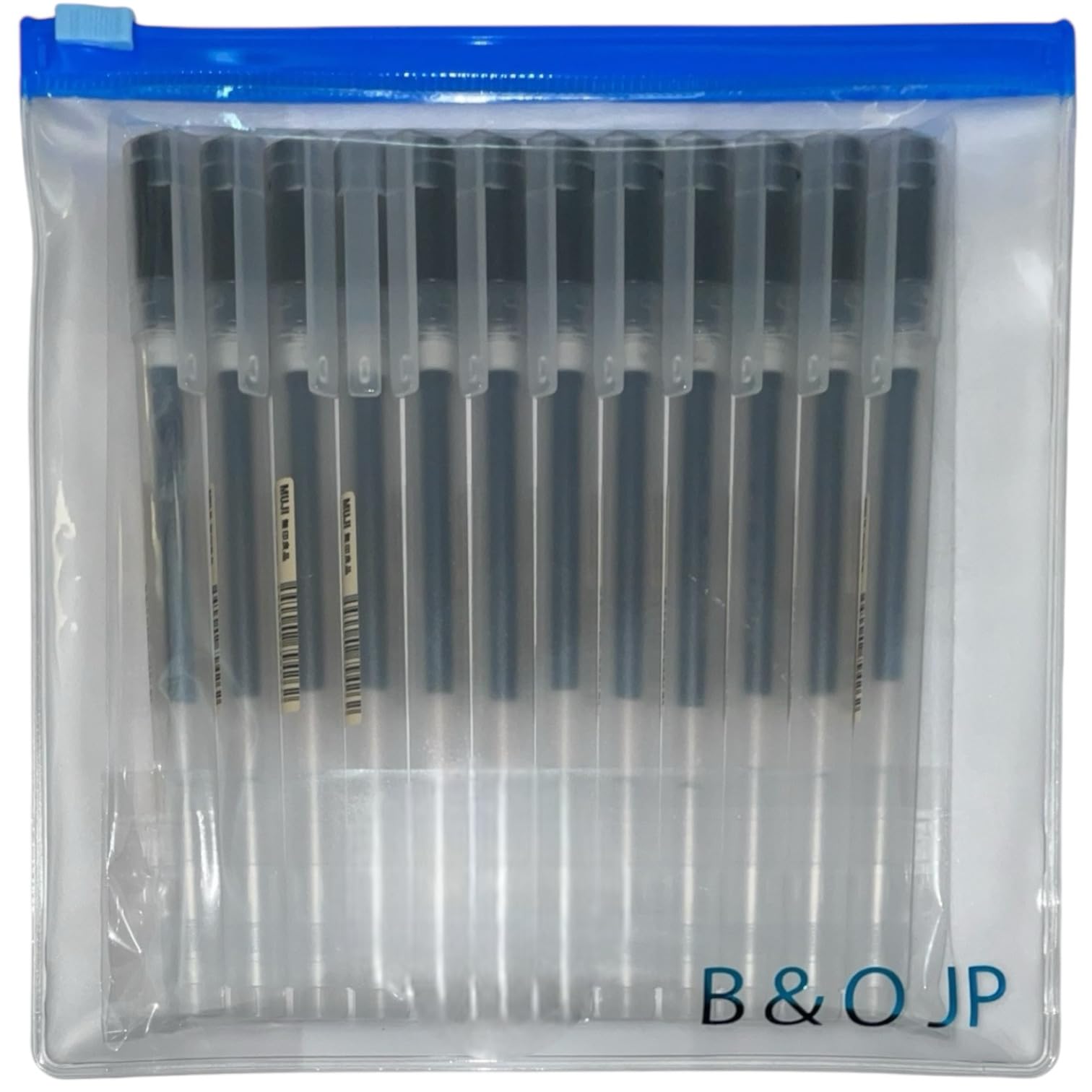 Moma Muji MUJI 0.38mm Black color Gel Ink Cap Type Ballpoint Pen 12 Pieces Set with Original Pen Case,12 Count (Pack of 1)(M00312)