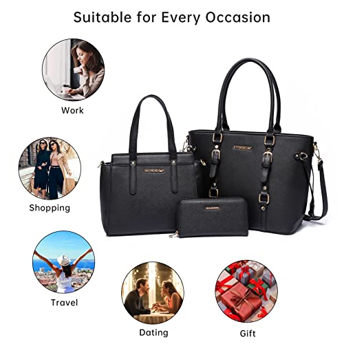 Montana West Purses and Handbags for Women Tote Purse and Wallet Set Shoulder Bag for Women 3pcs MWC3-C032WBK