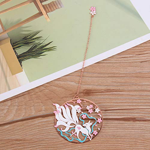 TOYANDONA 1pcs Metal Bookmark, Beautiful Vintage Bookmarks with Tassels for Women Reader Gift (Nine-Tailed Fox)