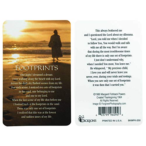 Footprints Poem Golden Brown Beach 4 x 3 Cardstock Prayer Card Pack of 12