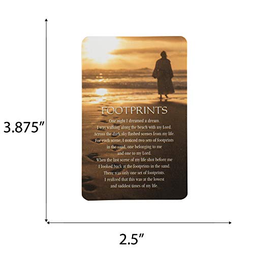 Footprints Poem Golden Brown Beach 4 x 3 Cardstock Prayer Card Pack of 12