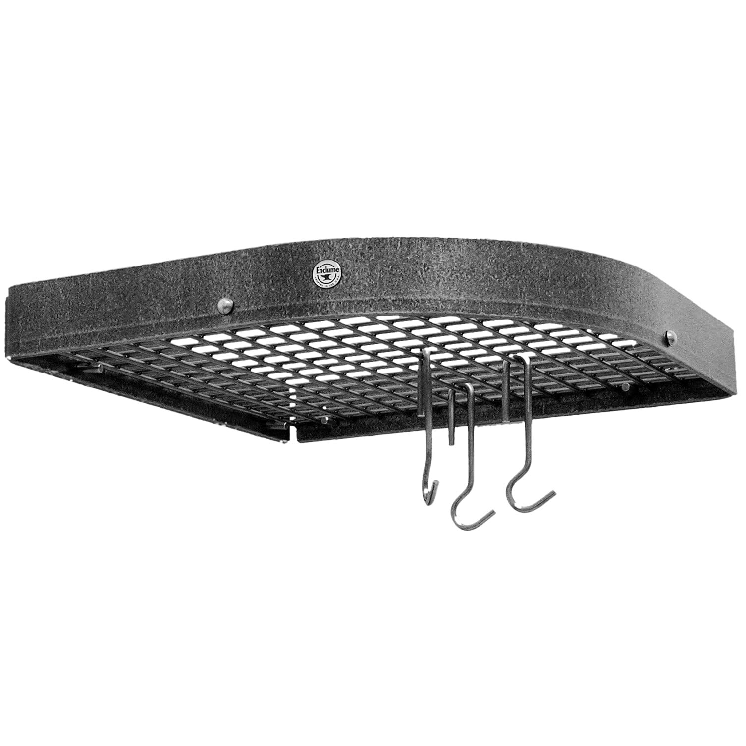 Enclume Premier Small 12-Inch Corner Pot Rack, Hammered Steel