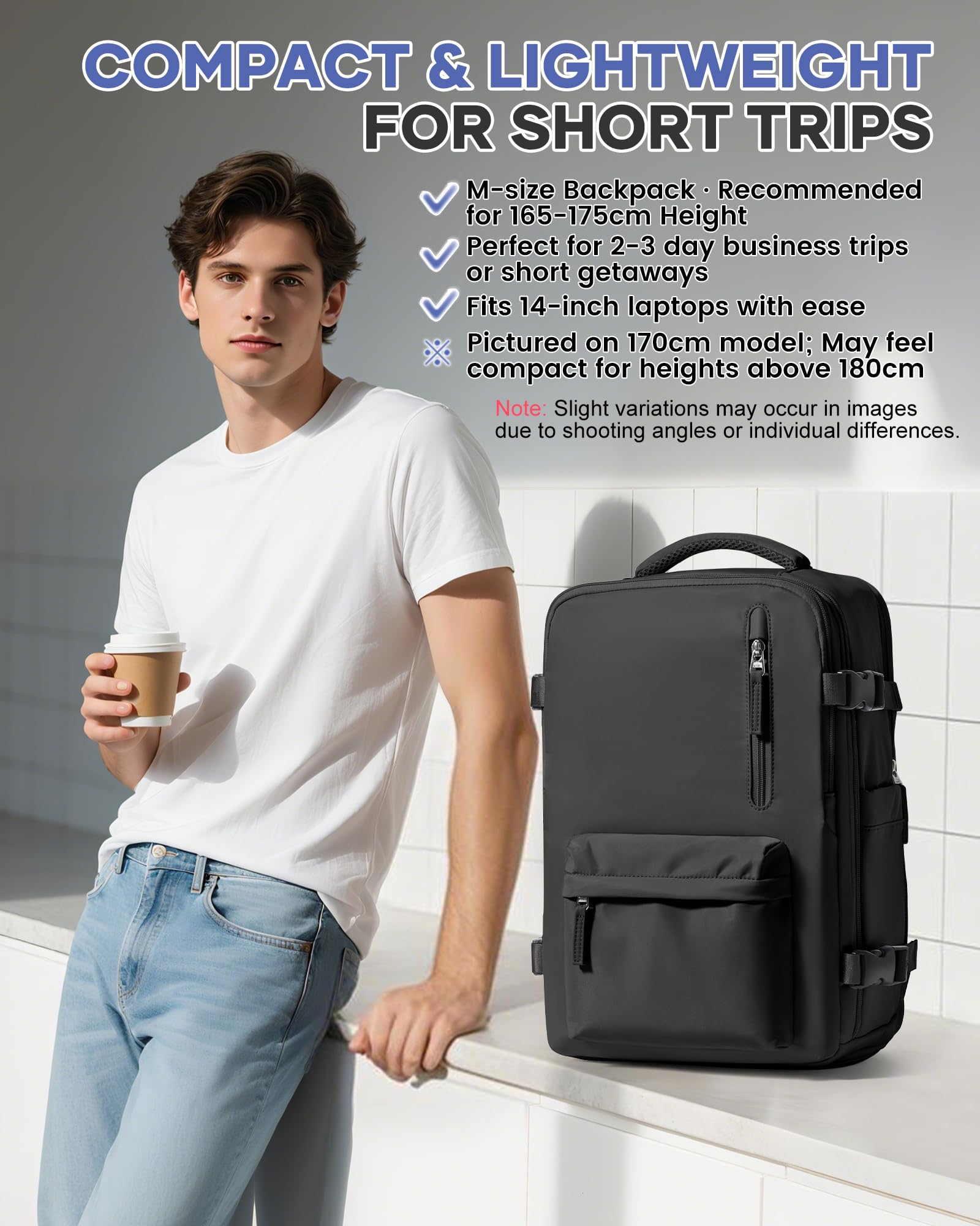 VECAVE Large Carry On Backpack for Women Men,Travel Backpack, Airline Approved Backpack Fit 17 Inch Laptop with USB Charging Port (Black)