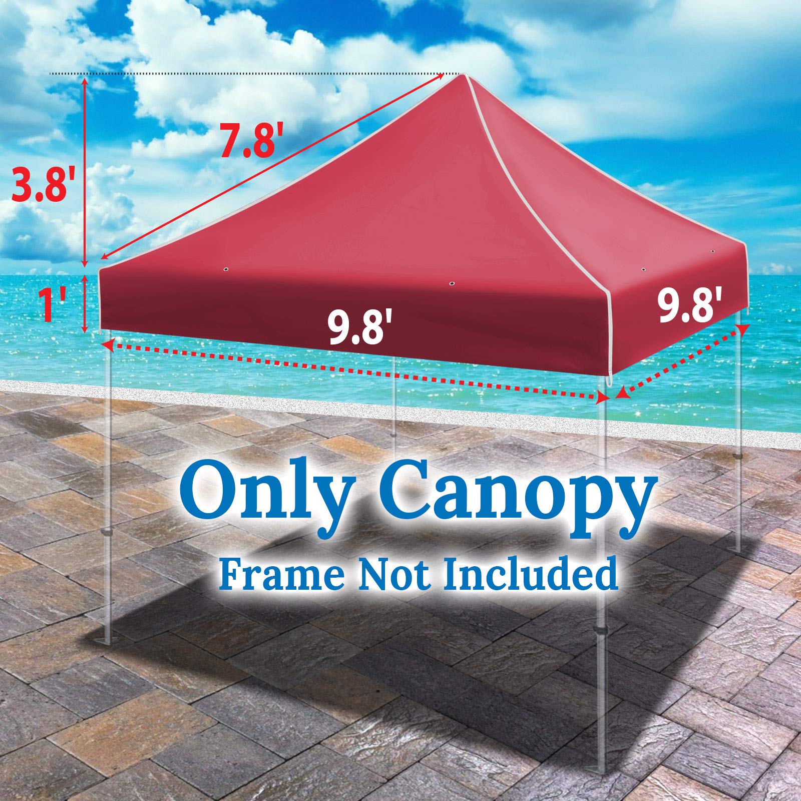 Ez pop Up Instant Canopy 10'X10' Replacement Top Gazebo EZ Canopy Cover Patio Pavilion Sunshade Polyester-Burgundy
