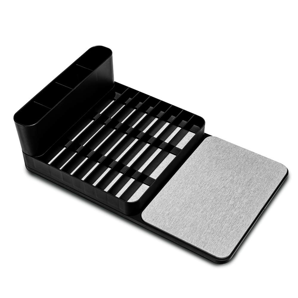 madesmart Dish Rack, Drying Stone Collection, Accelerates Moisture Evaporation, Natural & Mineral Materials, Non-Slip Base, Carbon