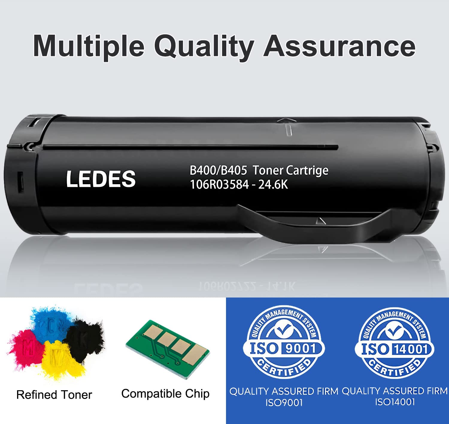 Ledes B400 Toner Cartridge High Yield 24,600 Pages, Compatible for Xerox Part#: 106R03584 Replacement for Versalink B400 B400N B400DN B405 B405DN (1 Pack, Black)